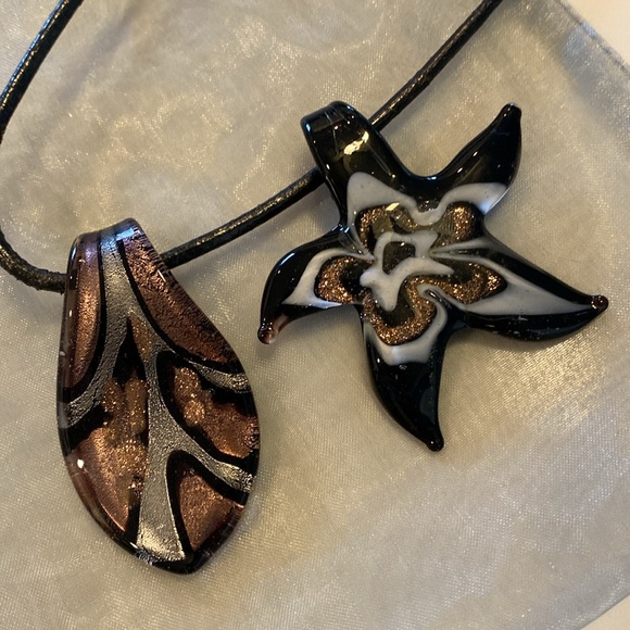 Jewelry | Murano Glass Teardrop Star Pendants On Cord | Poshmark